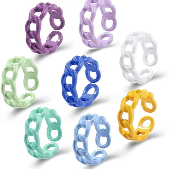 Boutique | Jewelry | 8pcs Colorful Acrylic Resin Chunky Rings For Women ...